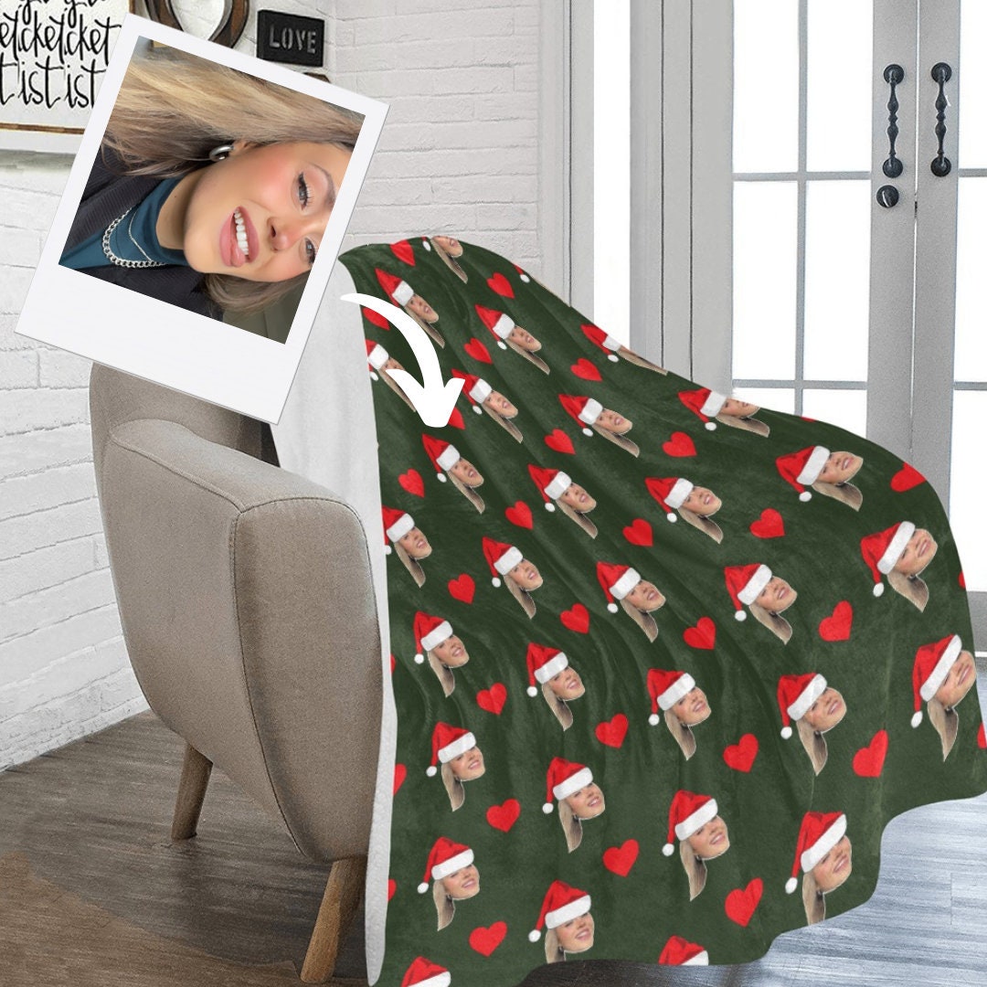 Custom Personalized Christmas Face Seamless Pattern Ultra Soft Blanket ...