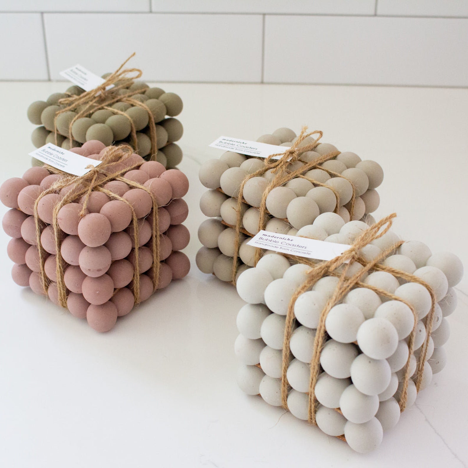 Set of 4 - Bubble Coaster, Concrete Decor, Table Top Decor ...