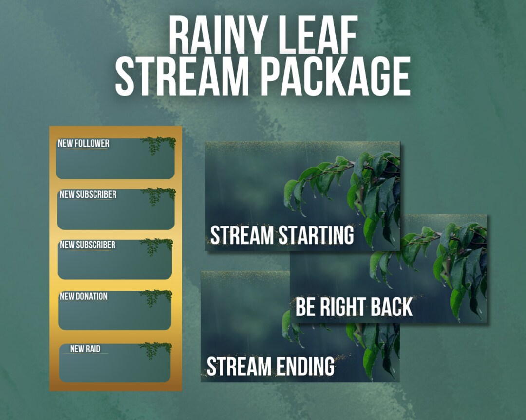 Rainy Leaf Stream Scene and Alerts for TWITCH YOUTUBE - Etsy