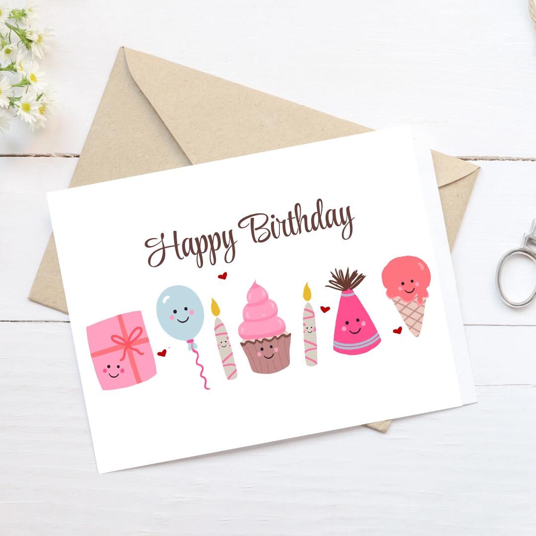 Cute Cupcake Birthday Card - Etsy