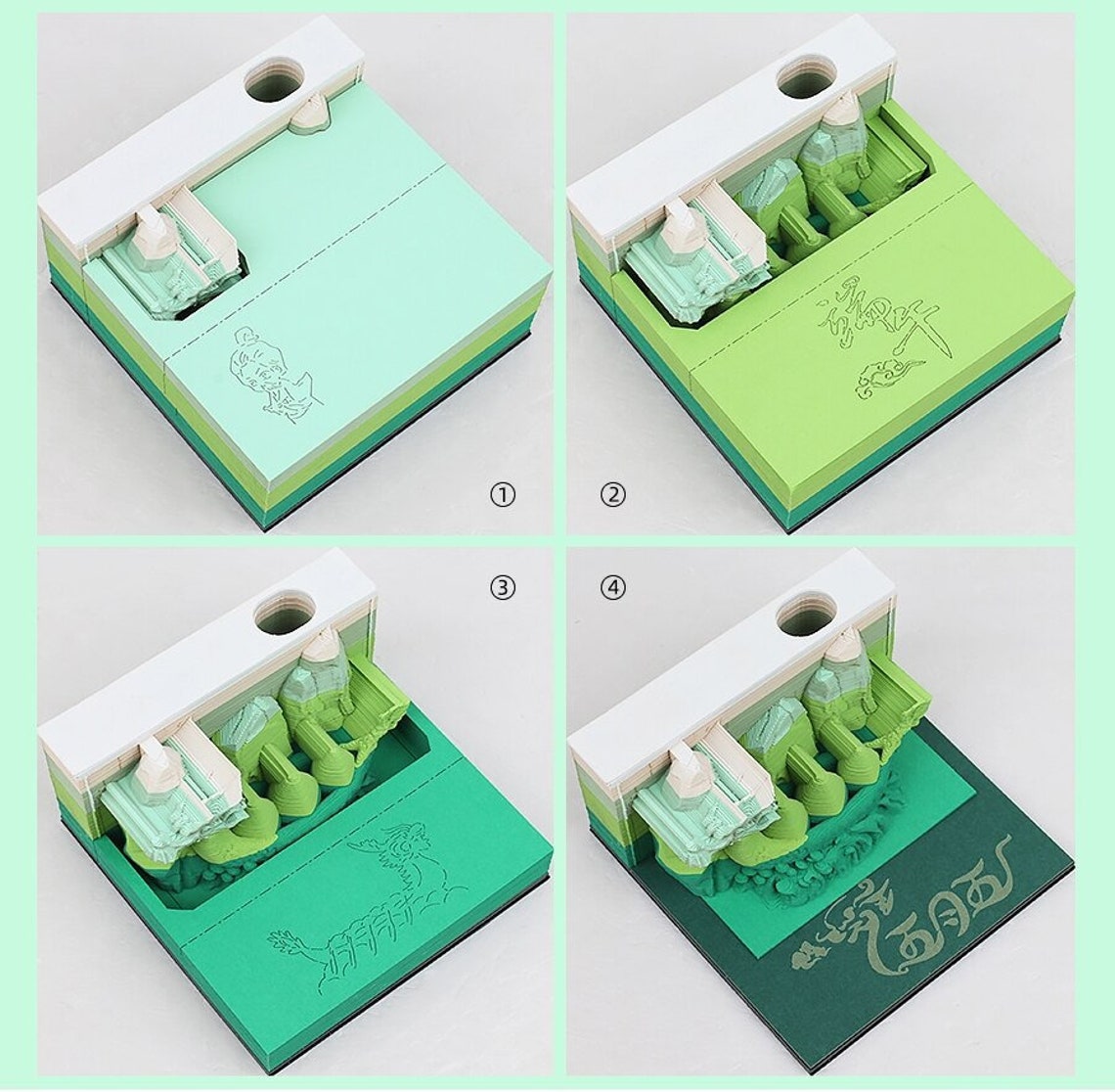 Omoshiroi Block Chinese Dragon Boat 3D Memo Pad With Pen - Etsy