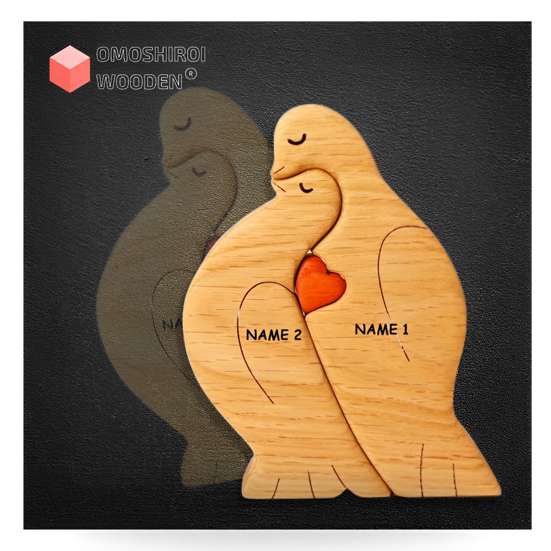 Personalized Wooden Dove Couple Puzzle Couple's Gift, Wooden Lovely ...