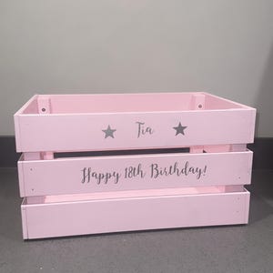 Big Pink Personalised Wooden Crate - Etsy