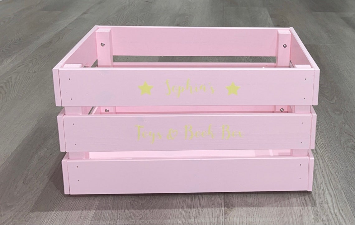 Big Pink Personalised Wooden Crate - Etsy.de