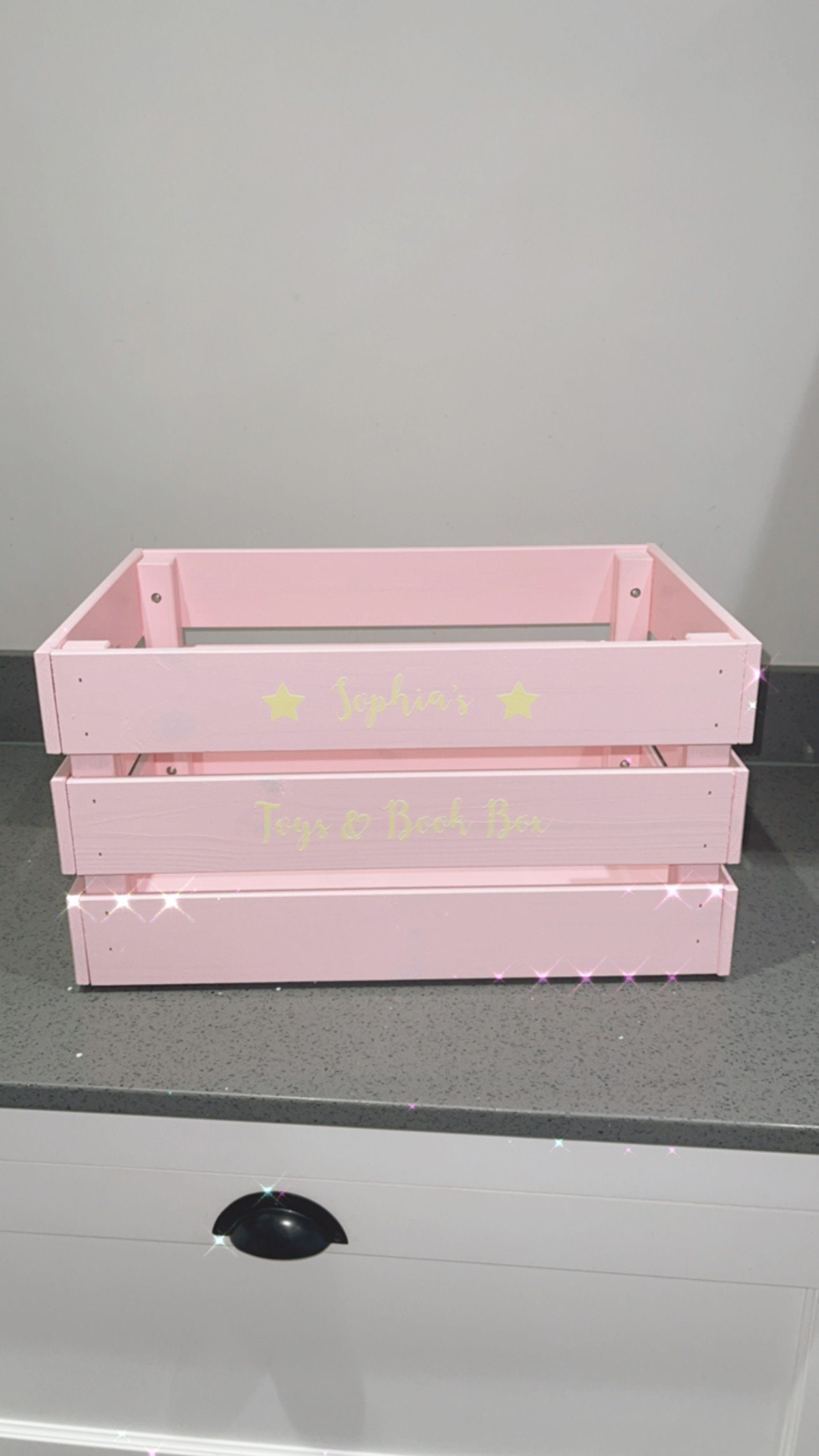 Big Pink Personalised Wooden Crate - Etsy