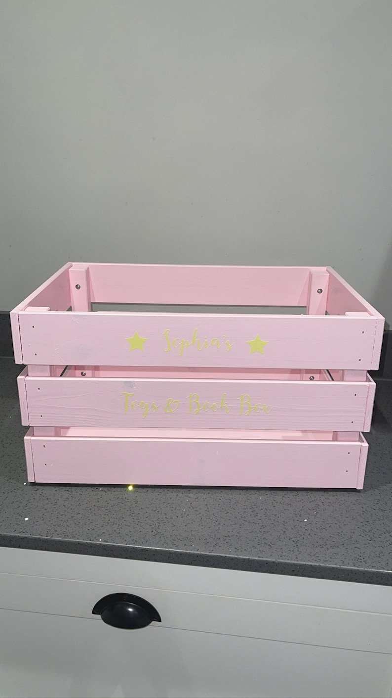 Big Pink Personalised Wooden Crate - Etsy