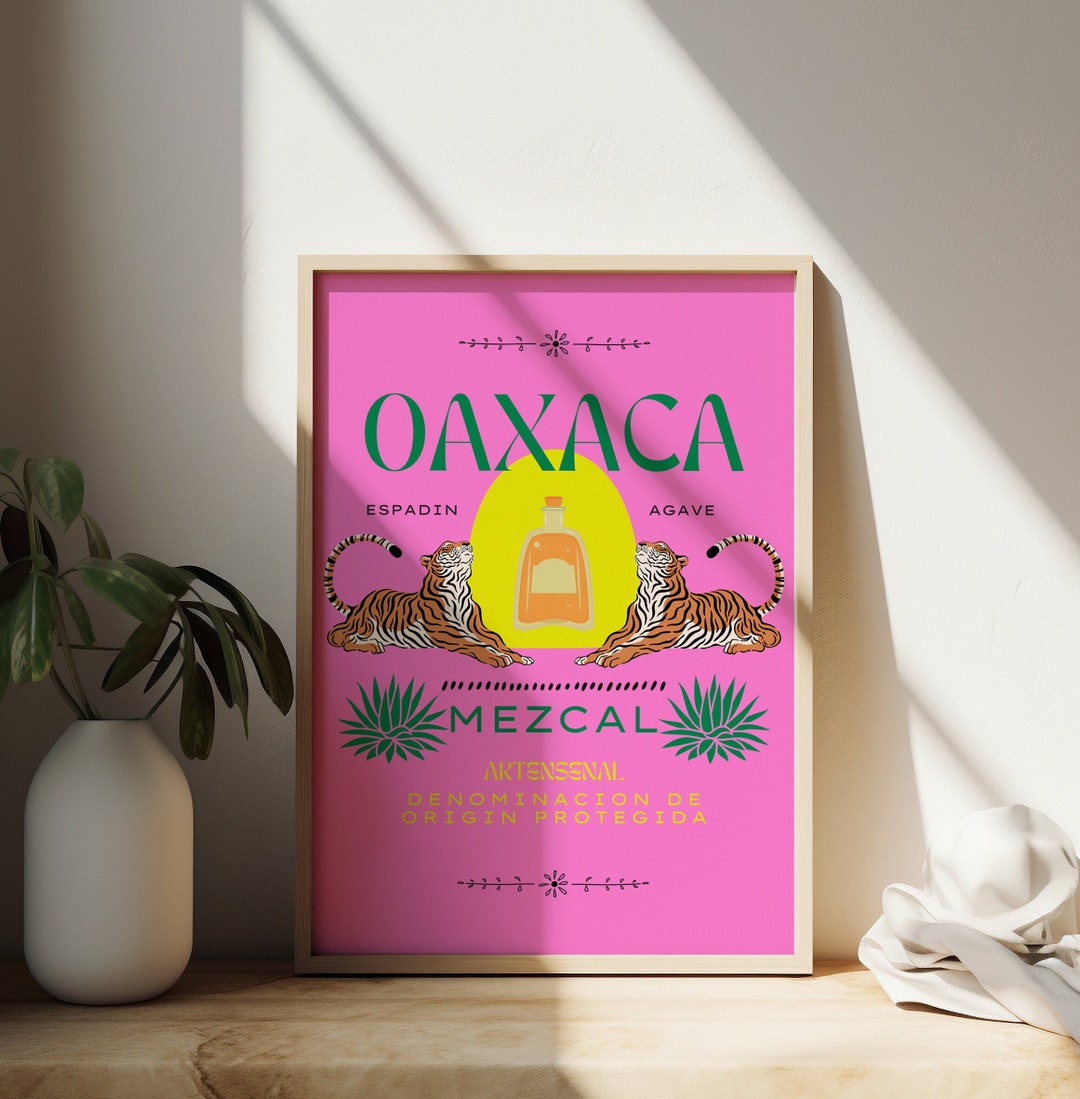 Pink Vintage Oaxaca Mezcal Bar Cart Wall Art Dopamine Decor - Etsy