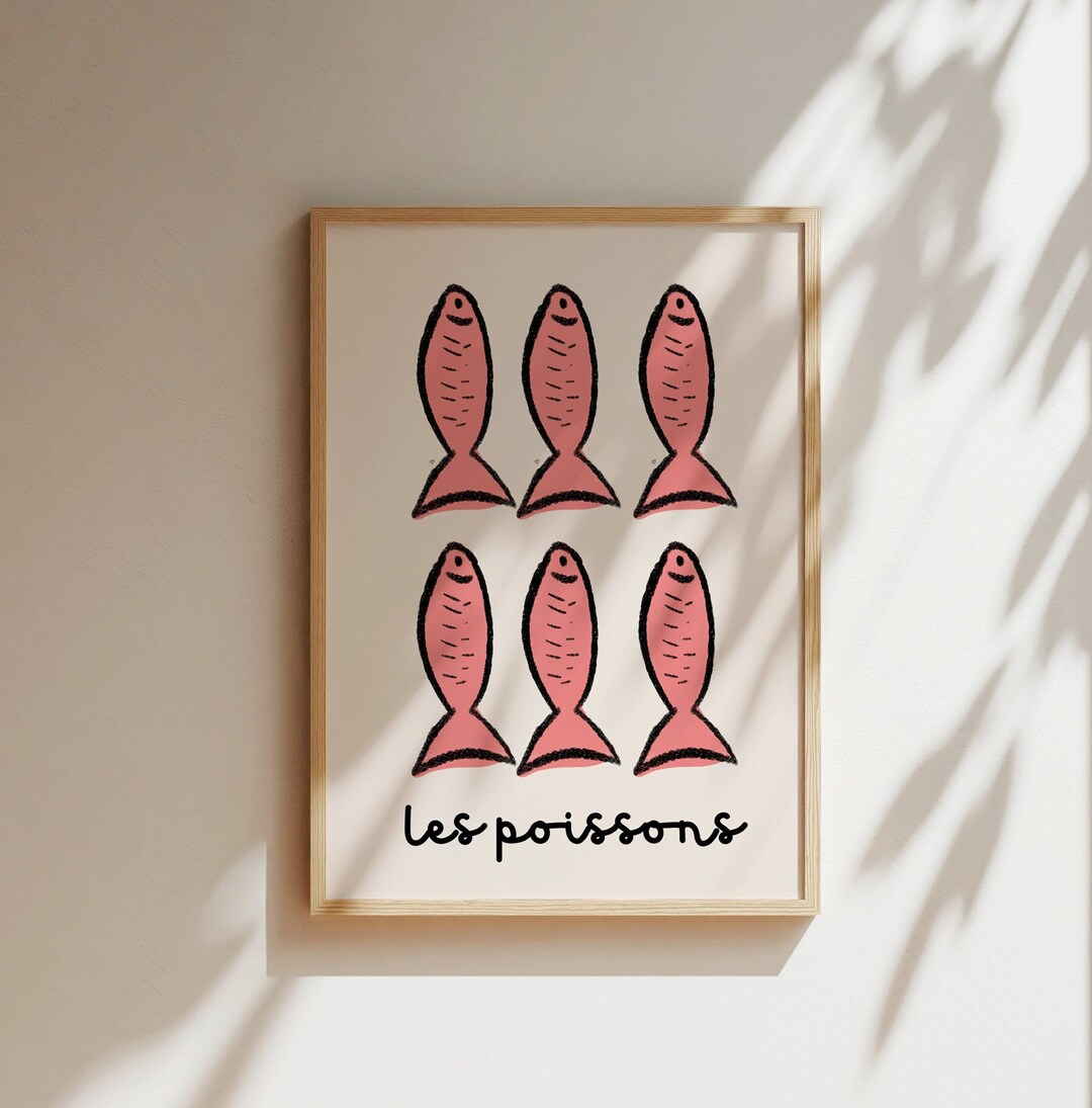 Les Poissons the Fishes Cute French Wall Art French Kitchen Decor - Etsy