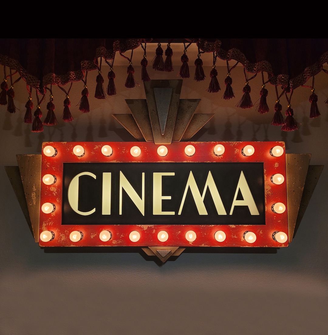 Custom Art Deco Vintage-style Home Theater Cinema Marquee Sign ...