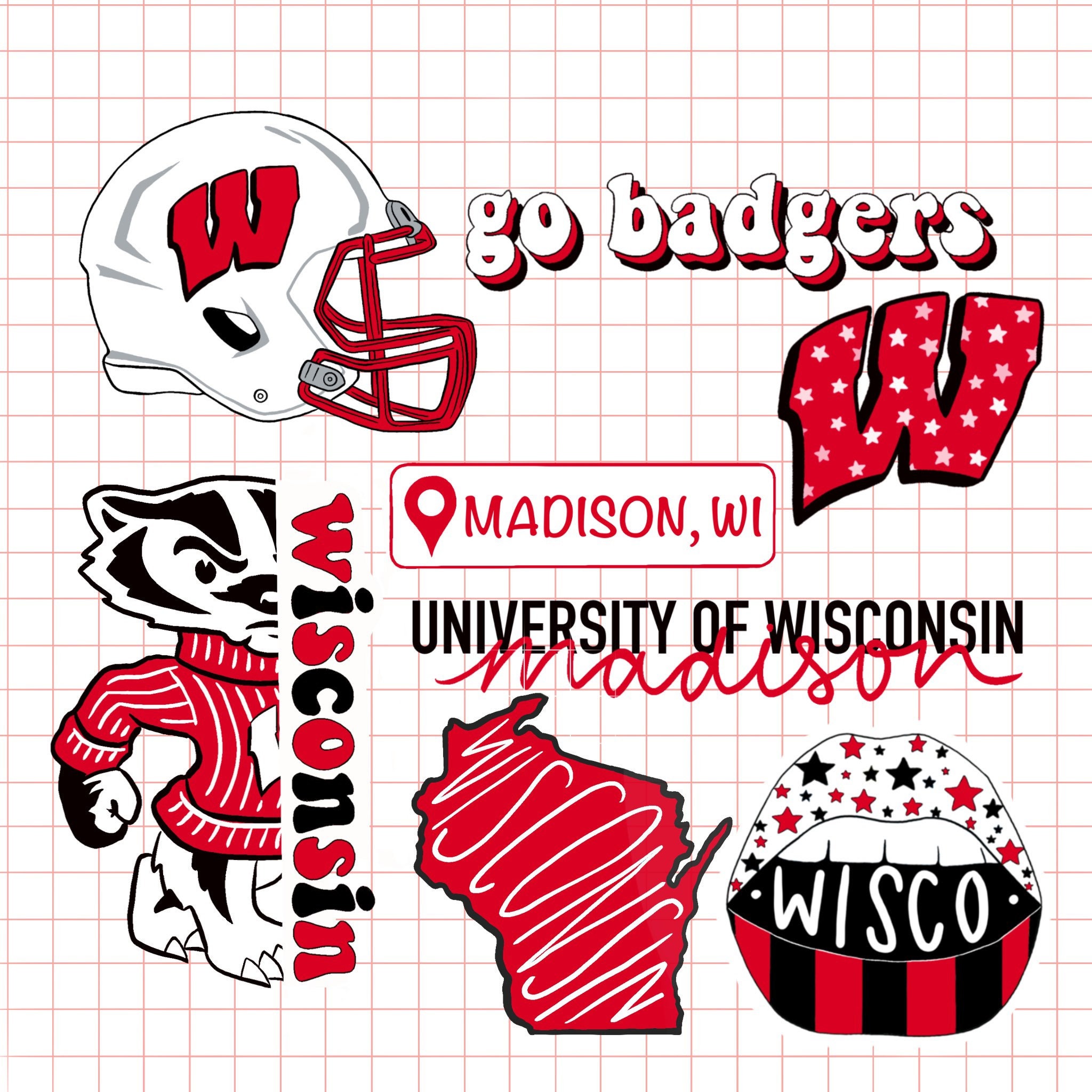 University of Wisconsin Madison Weatherproof Stickers - Etsy.de