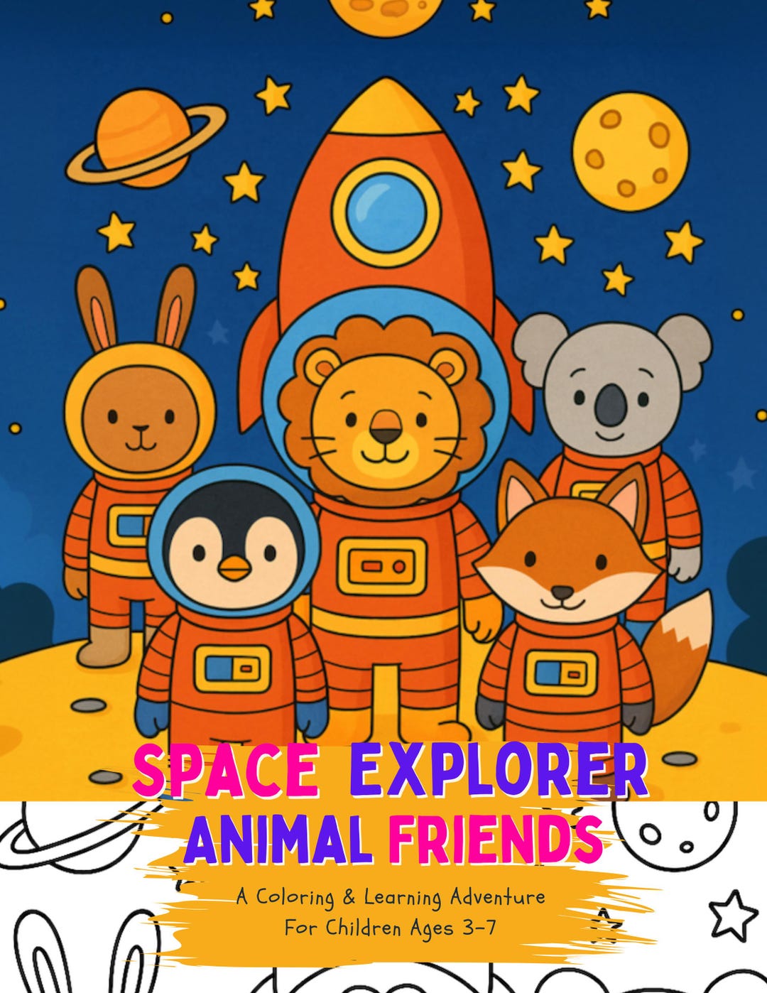 Space Explorer Animal Friends Printable Coloring Book PDF – 28 STEM ...