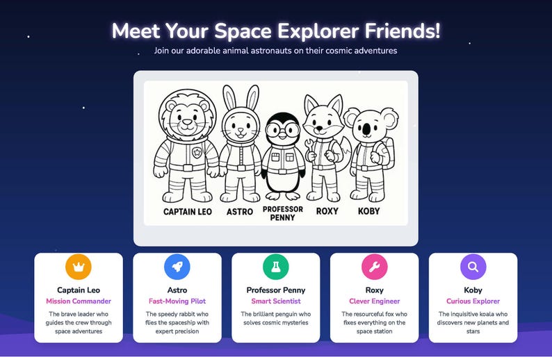 Space Explorer Animal Friends Printable Coloring Book PDF – 28 STEM ...