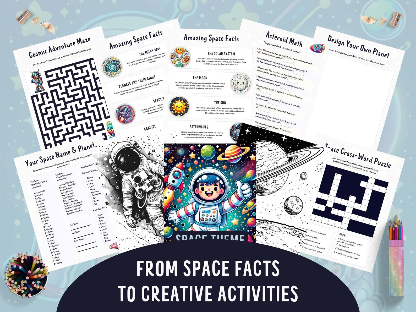 Printable Space Activity Pack I Space Theme Coloring Pages | Planet ...