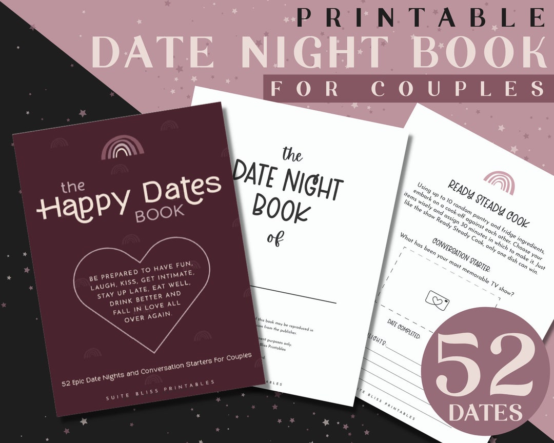 Printable Date Night Ideas Book 52 Dates A Date Night Jar & - Etsy