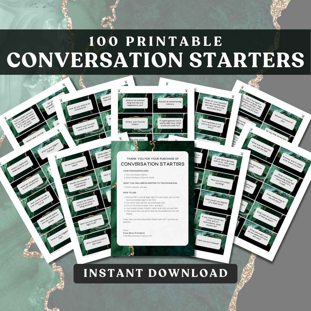 100 Printable Conversation Cards for Couples & Friends. Conversation ...