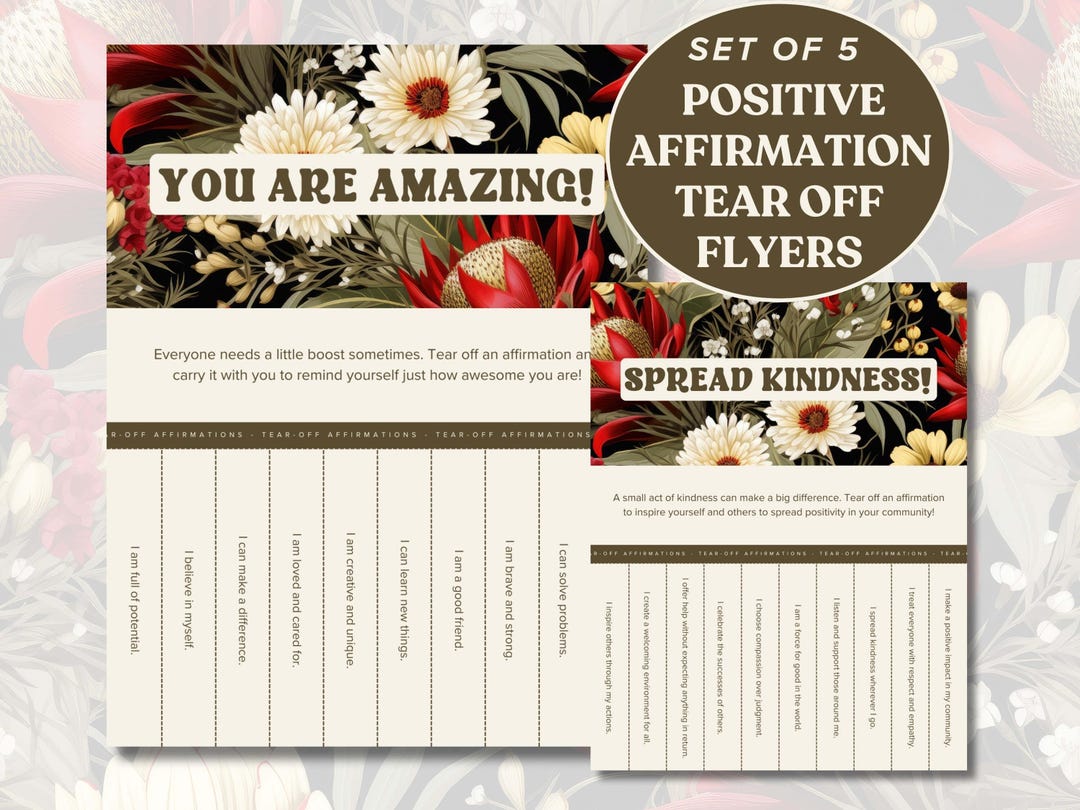 Positive Affirmation Tear-off Flyers: Growth Mindset (set of 5 ...