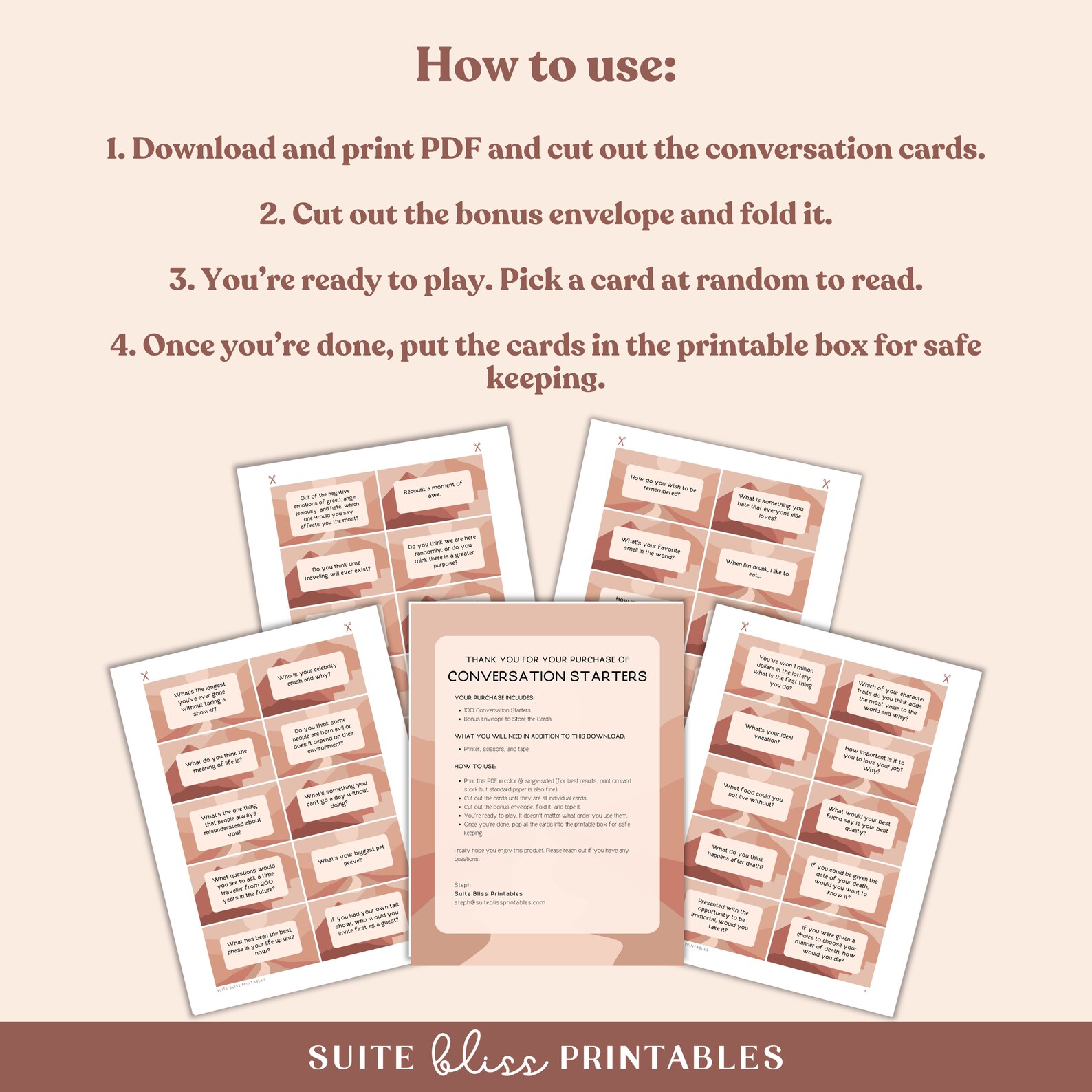 100 Printable Conversation Cards for Couples & Friends. Conversation ...