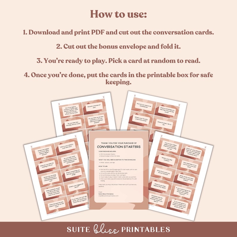 100 Printable Conversation Cards for Couples & Friends. Conversation ...