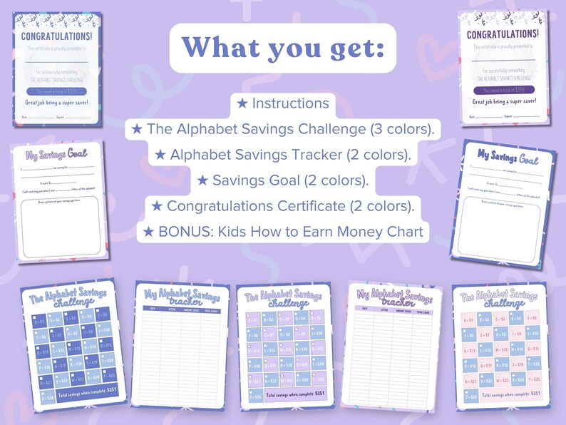 Kids Alphabet Savings Challenge: Printable Money Tracker (PDF) - Etsy