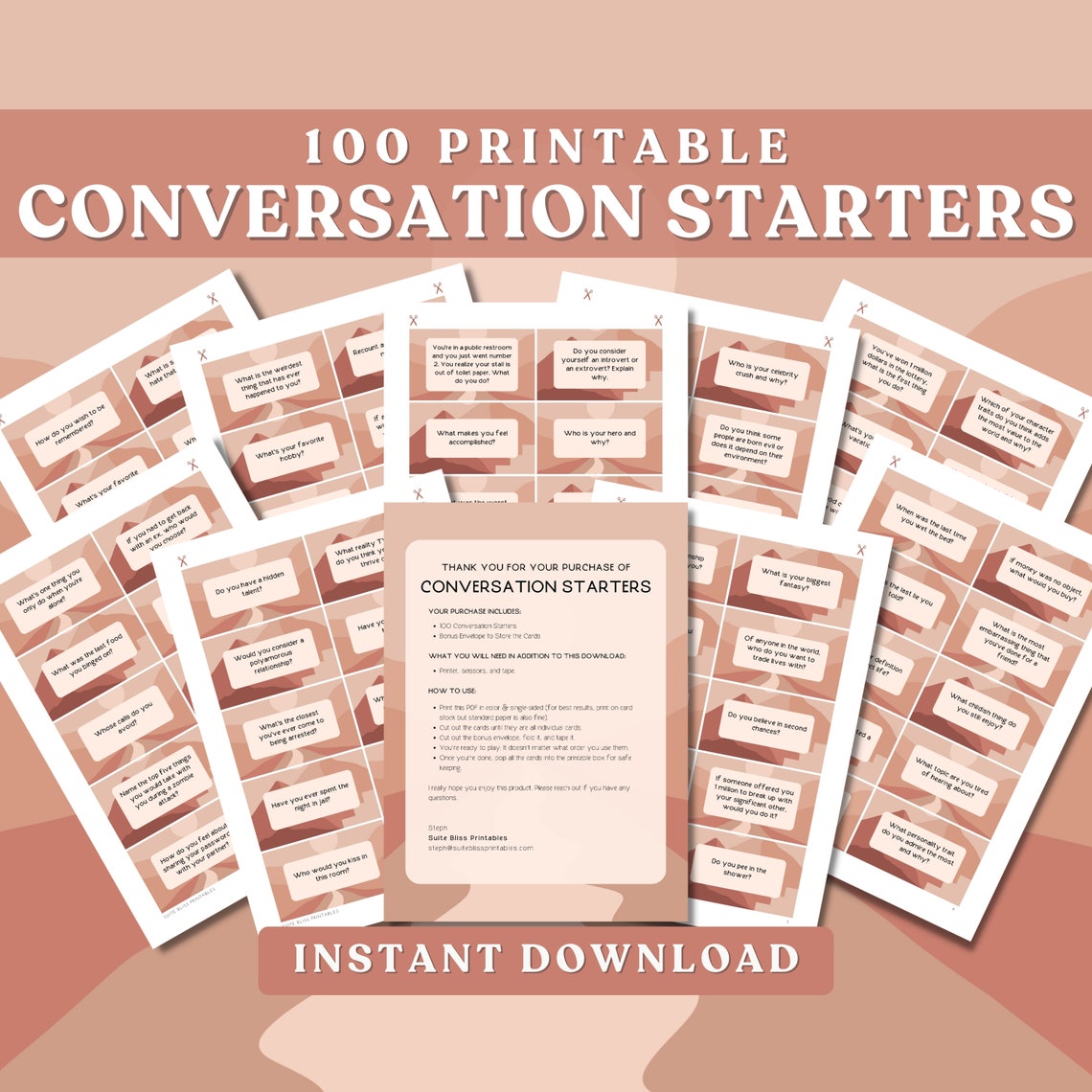 100 Printable Conversation Cards for Couples & Friends. - Etsy