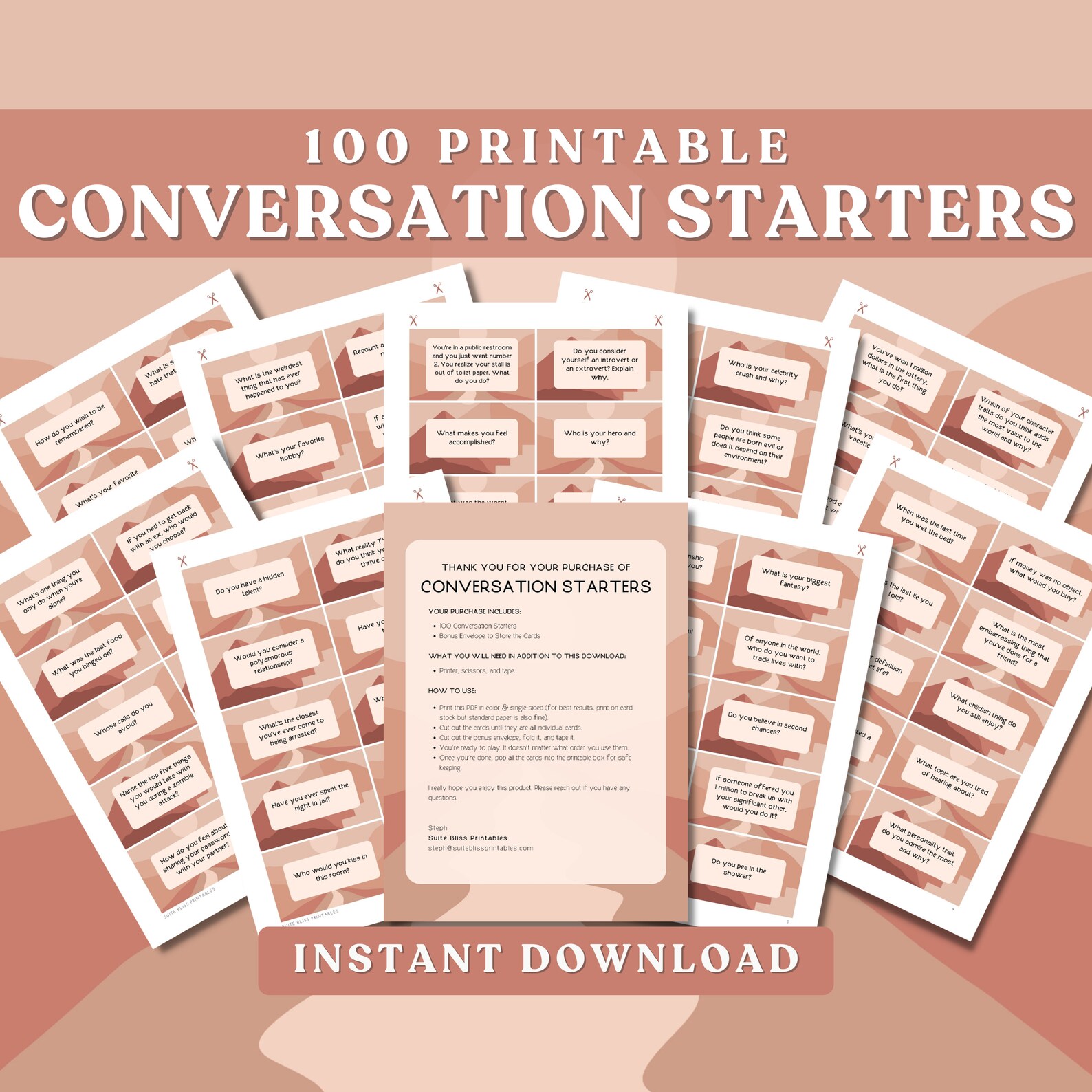 100 Printable Conversation Cards for Couples & Friends. Conversation ...
