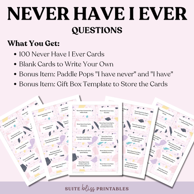 Never Have I Ever Card Game for Couples. Never Have I Ever Questions ...