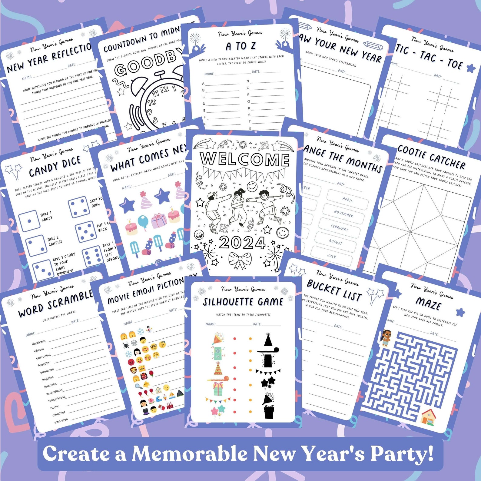 New Years Games Printable for Kids 20 New Years Eve Games Kids New ...