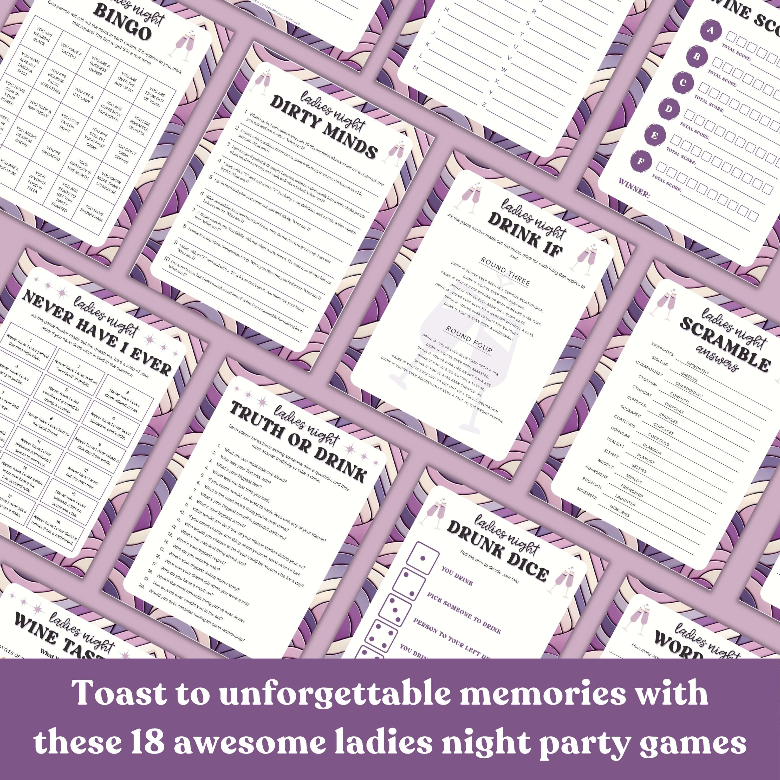 Printable Ladies Night Games Bundle: 18 Fun Party Games (PDF) - Etsy Canada