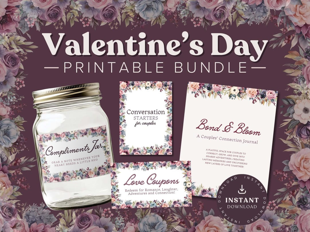 Valentine's Day Printable Bundle: Couples Connection Journal, Love ...