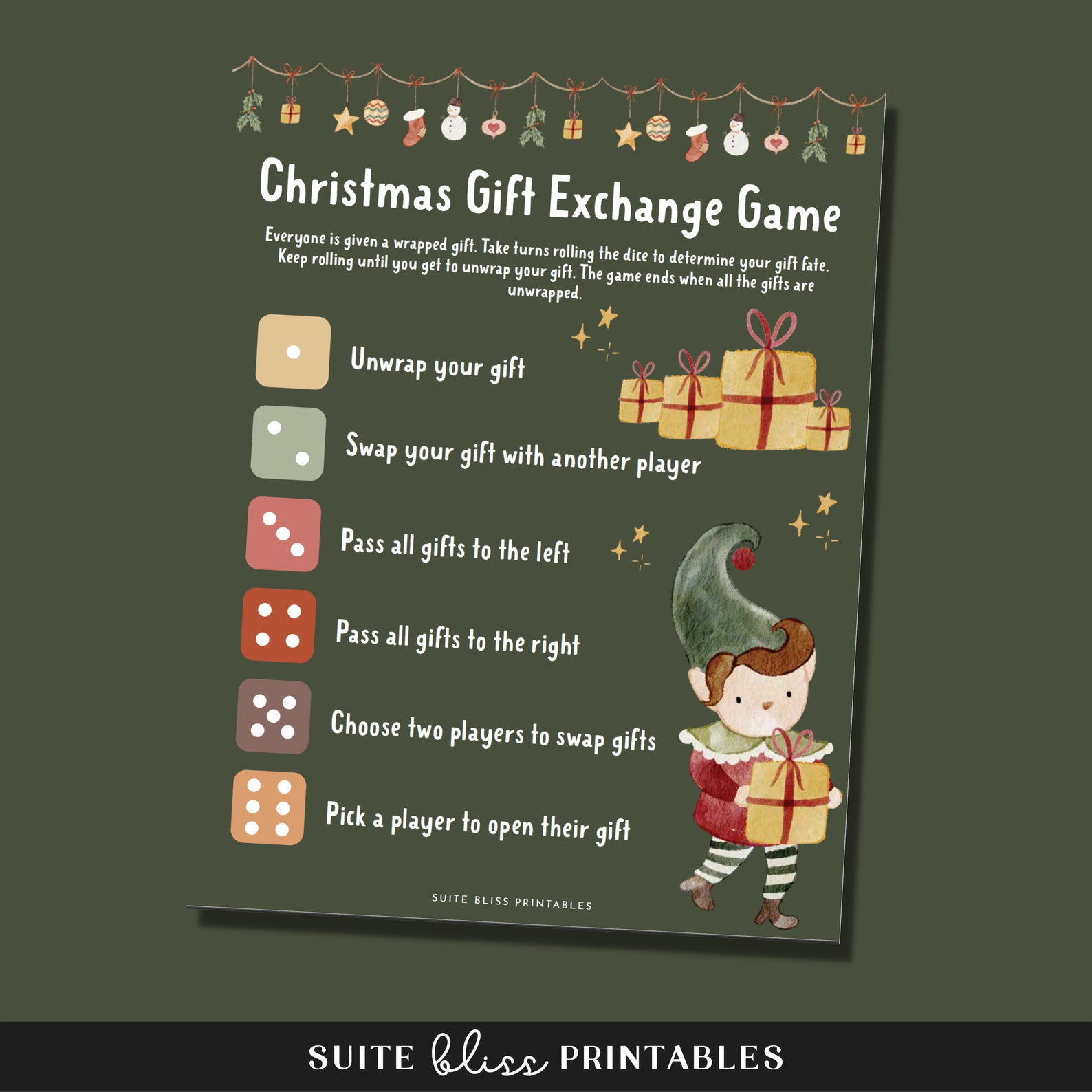 Printable Pass the Present Game Christmas Gift Exchange Game. A Fun ...