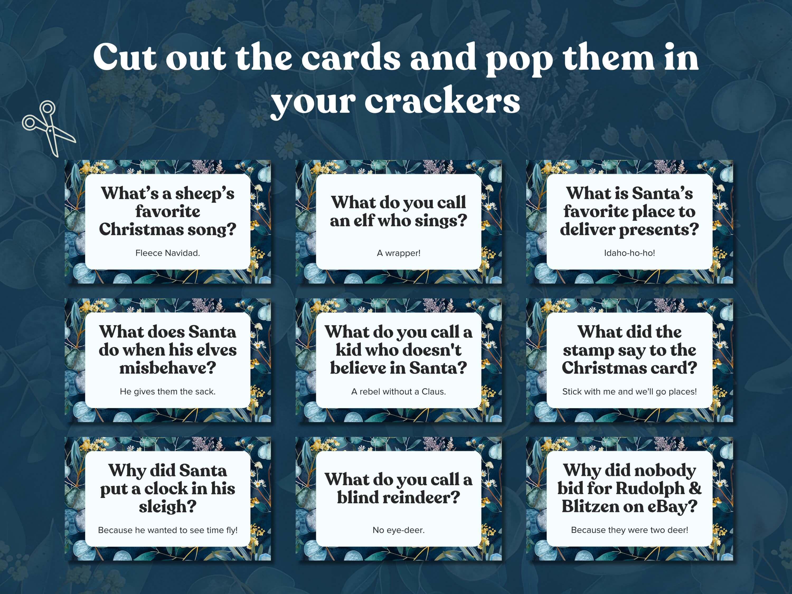 50 Christmas Cracker Jokes: Printable Riddles (PDF) - Etsy