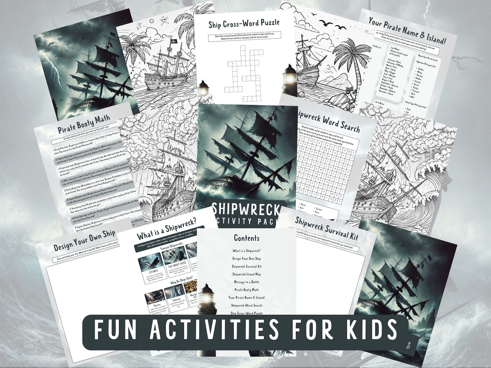 Shipwreck Activity Pack I Printable Shipwreck Activity I Ship Coloring ...
