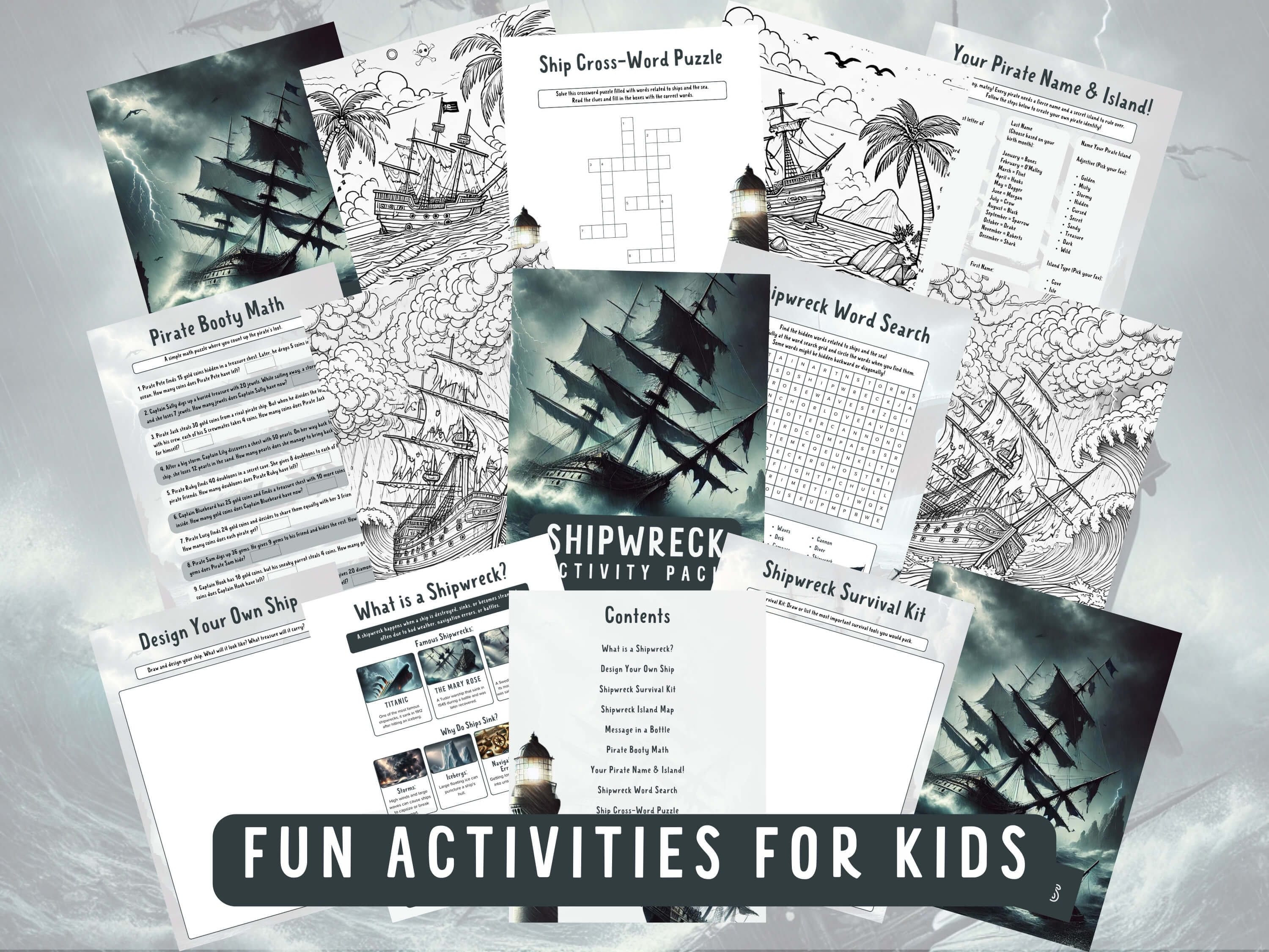 Shipwreck Activity Pack I Printable Shipwreck Activity I Ship Coloring ...