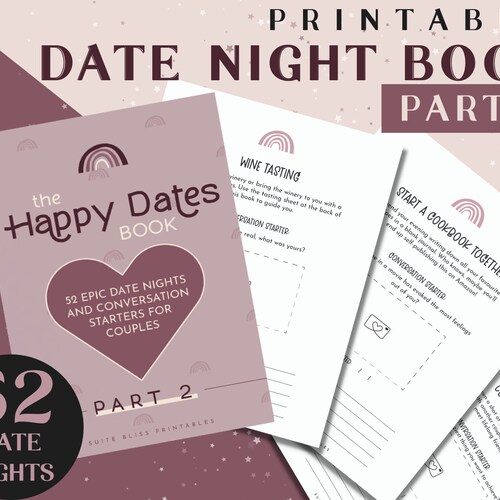 Printable Date Night Ideas Book 52 Dates A Date Night Jar & - Etsy