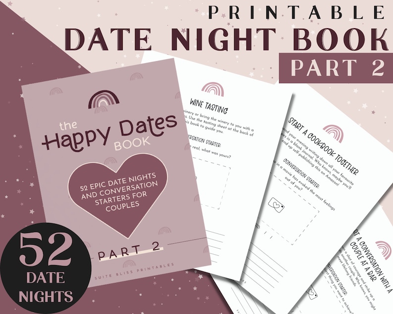 Printable Date Night Ideas Book PART 2 52 Date Ideas for - Etsy