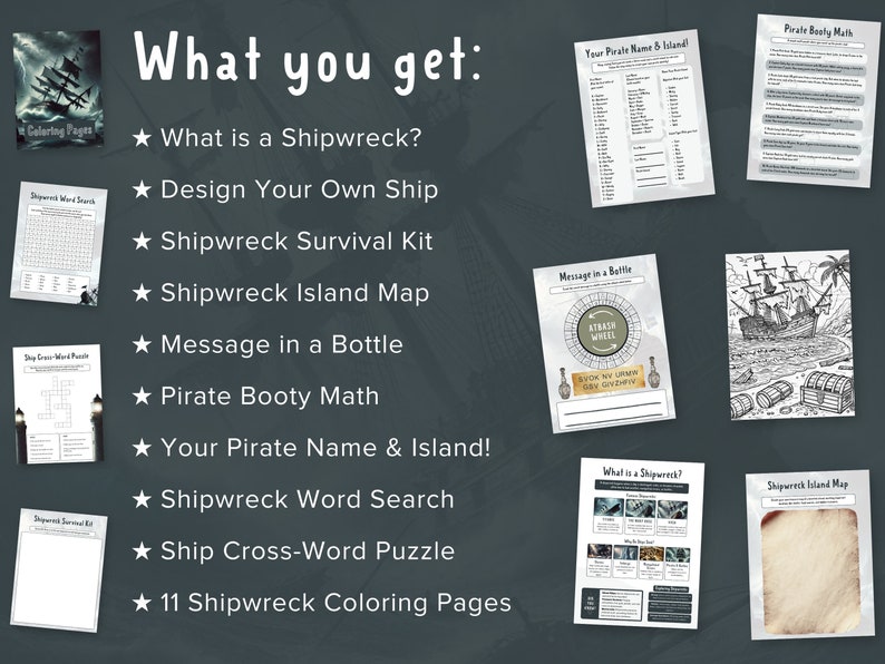 Shipwreck Activity Pack I Printable Shipwreck Activity I Ship Coloring ...