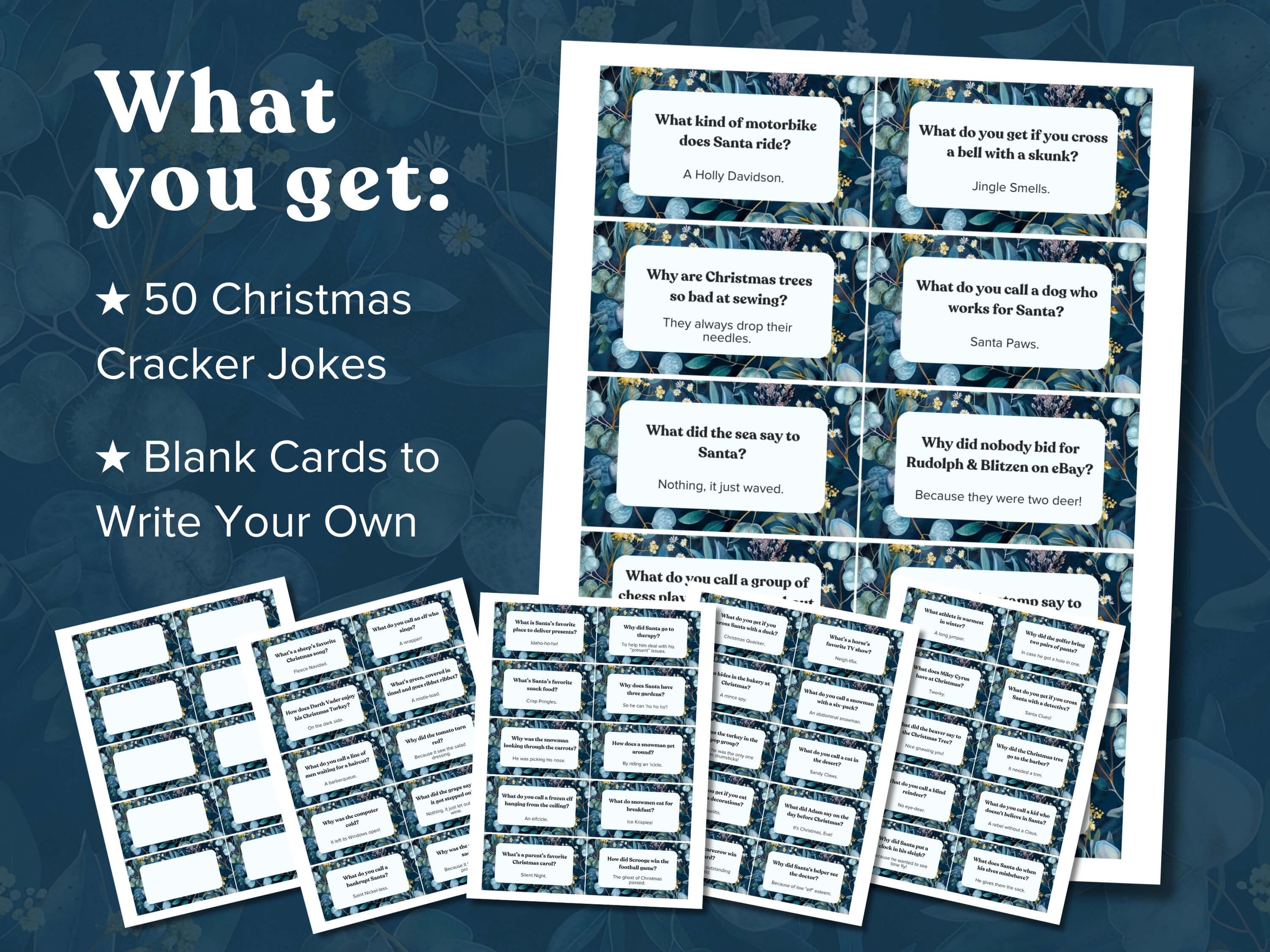 50 Christmas Cracker Jokes: Printable Riddles (PDF) - Etsy