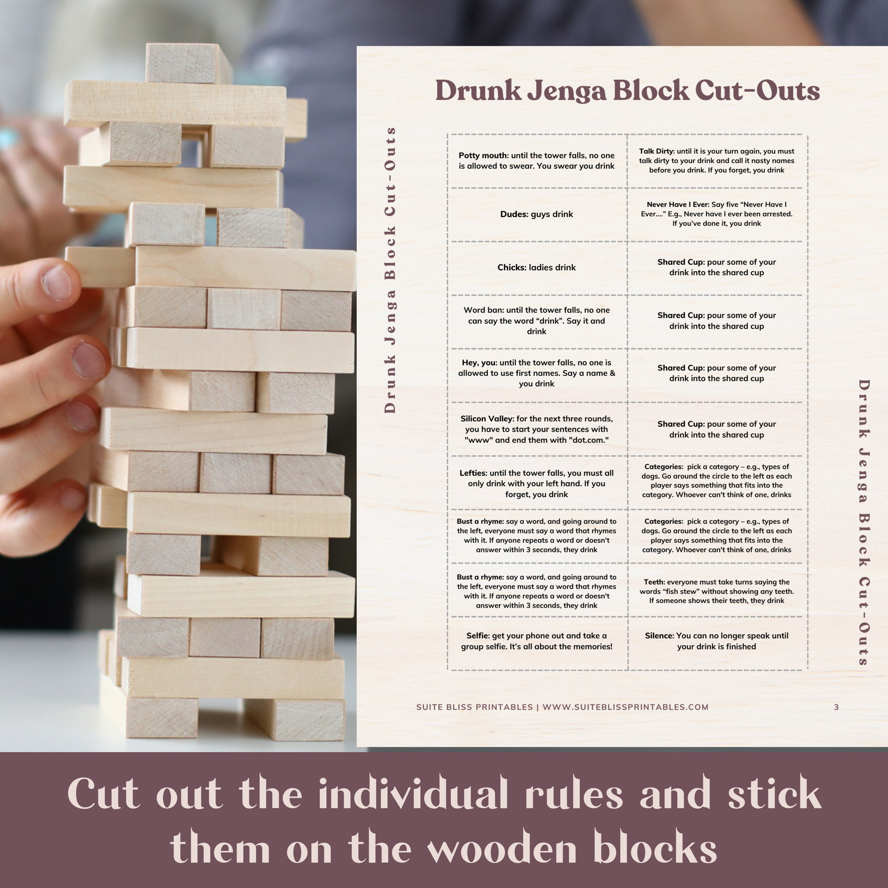 54 Printable Drunken Tower Rules to Make Your Own Drinking Game Adults ...
