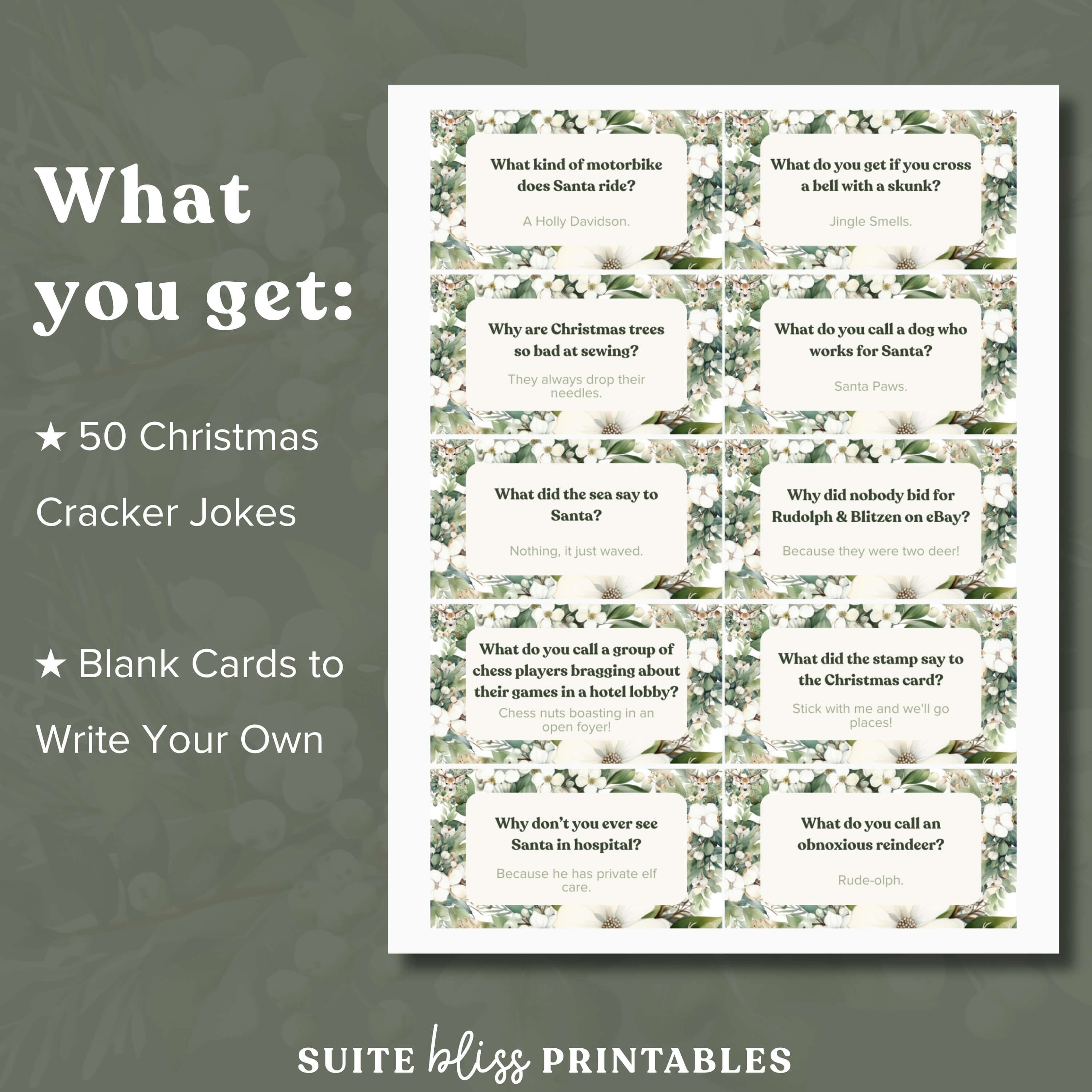 Christmas Cracker Jokes: 50 Printable Riddles (digital Download) - Etsy ...