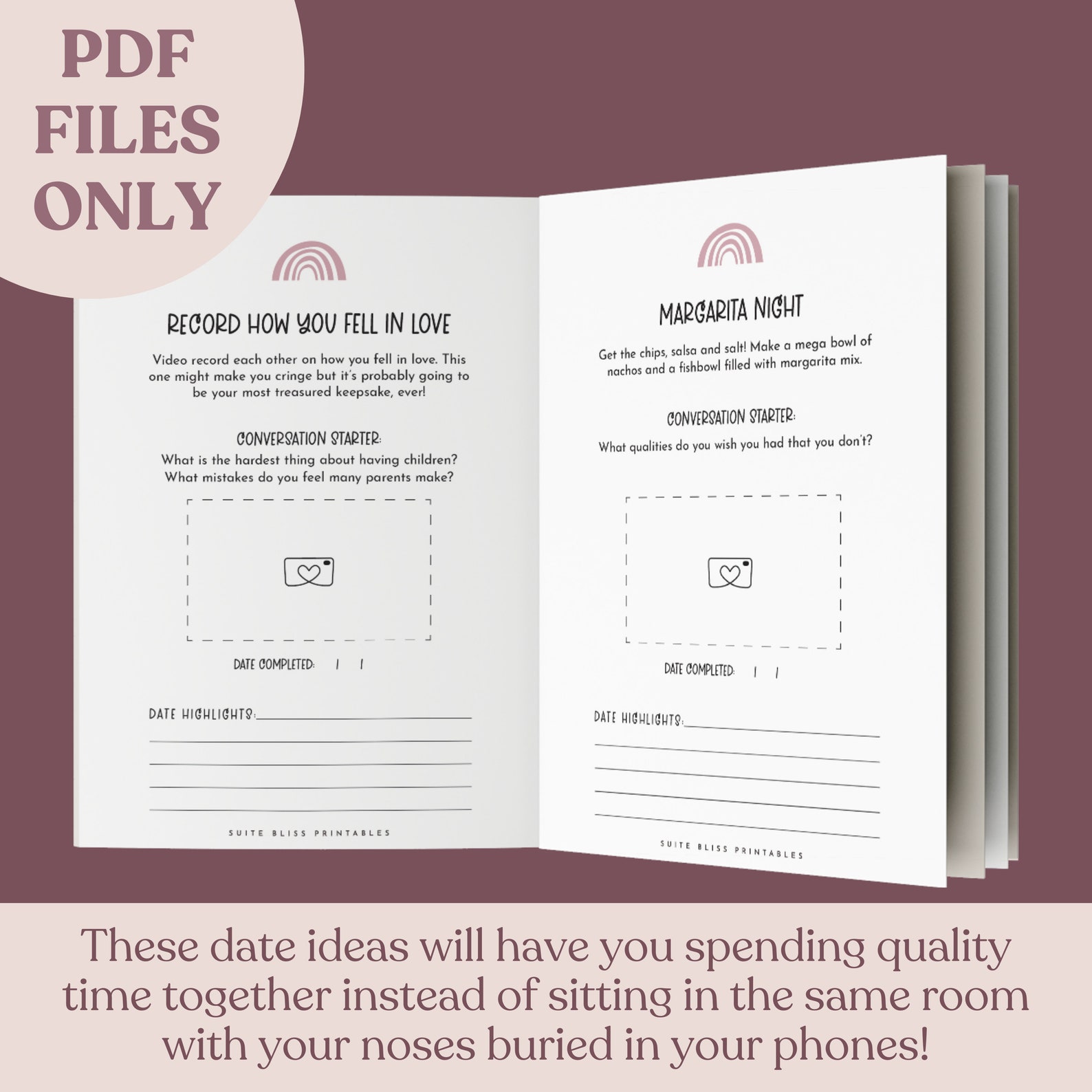 Printable Date Night Ideas Book BUNDLE. A Date Night Box & Date Night ...