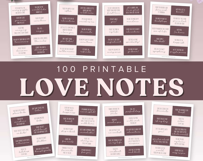 100 Printable Love Notes: Romantic Couple Lunchbox Cards - Etsy Canada
