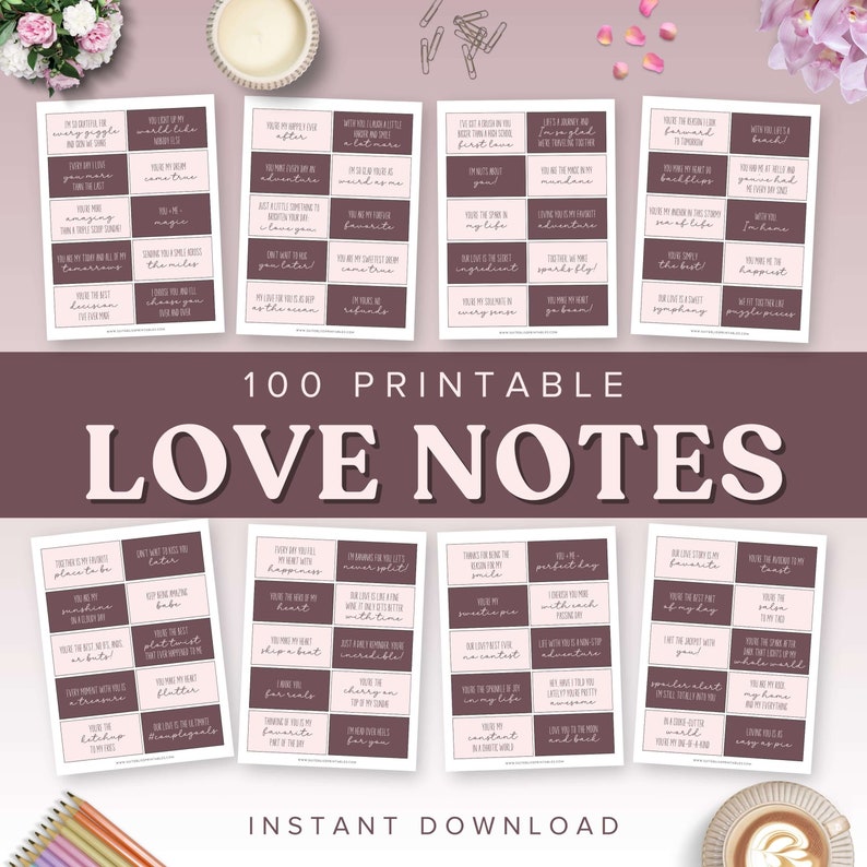 Printable Love Notes for Couples: Romantic Lunchbox Notes (PDF) - Etsy