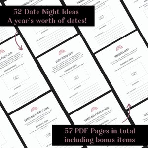 Printable Date Night Ideas Book (52 Dates) A Date Night Jar & Date ...