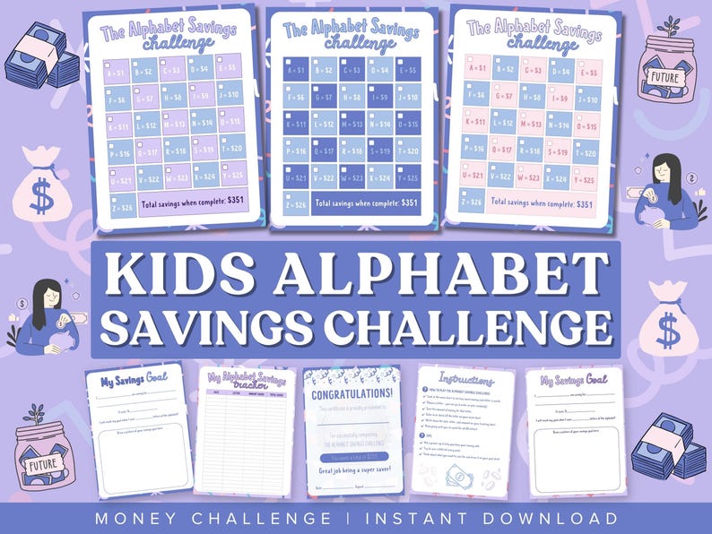 Kids Alphabet Savings Challenge: Printable Money Tracker (PDF) - Etsy