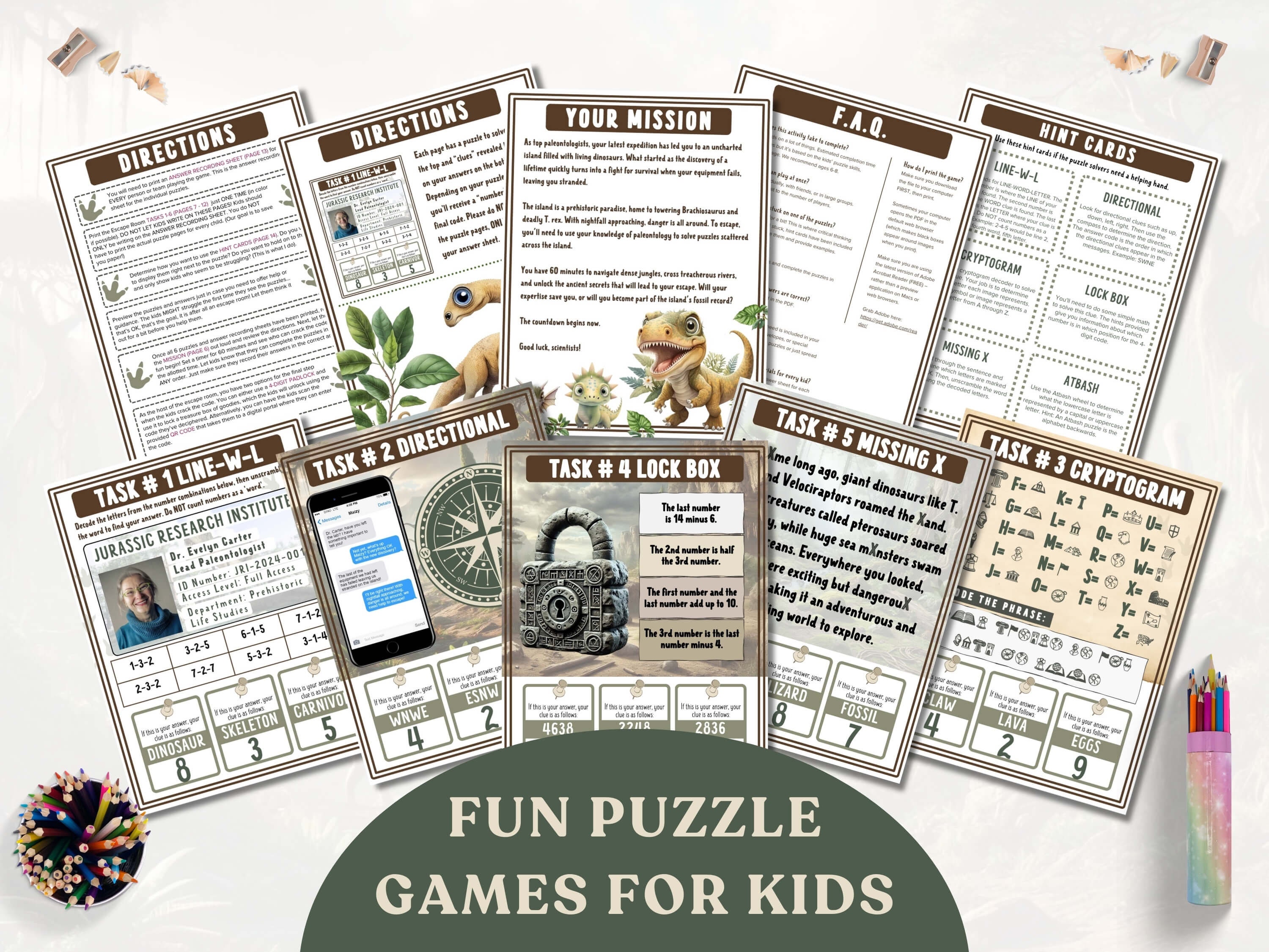 Printable Dinosaur Escape Room: Family Game Night (ages 6-8) - Etsy