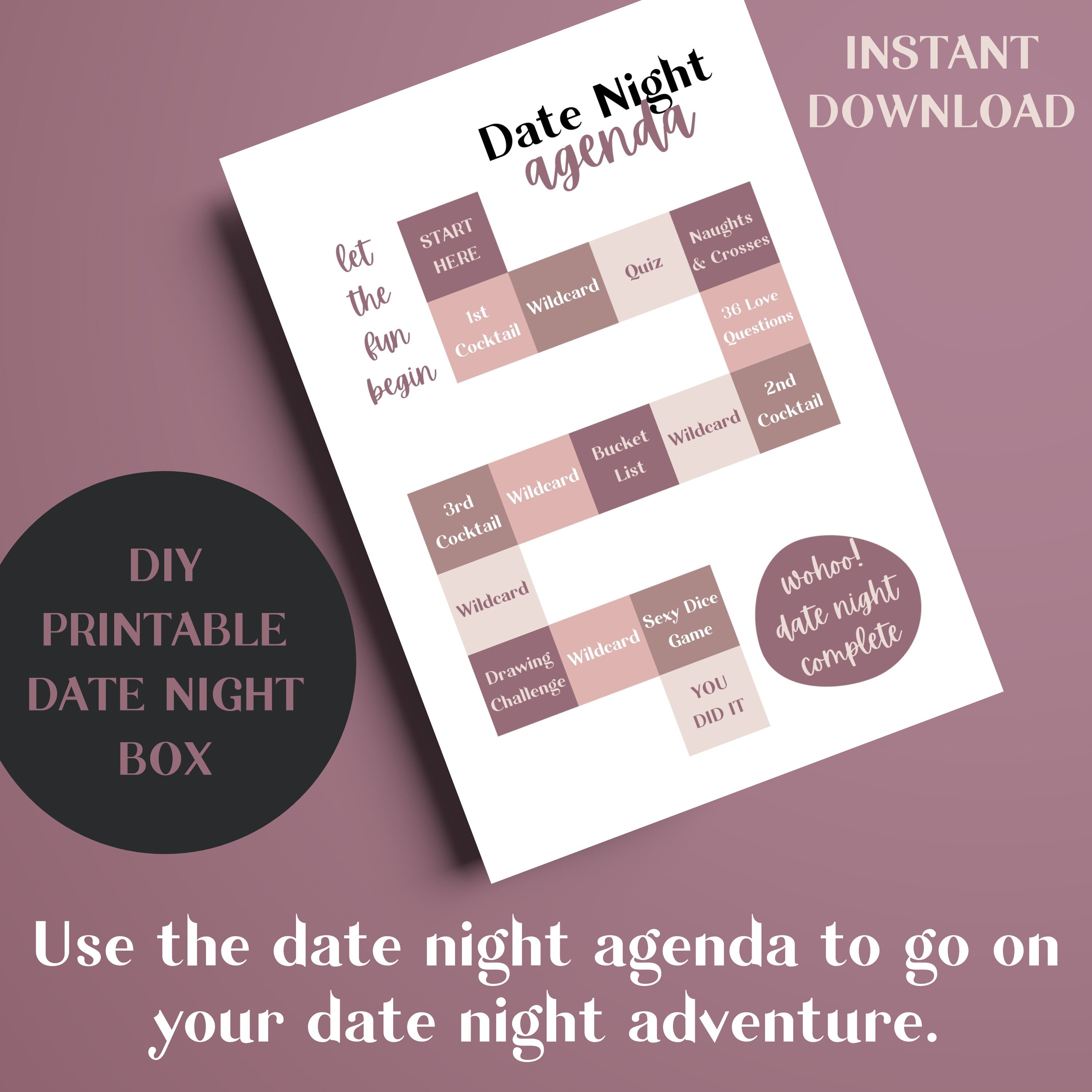 Printable Date Night Kit. Romantic Digital Date Night Box for Couple ...