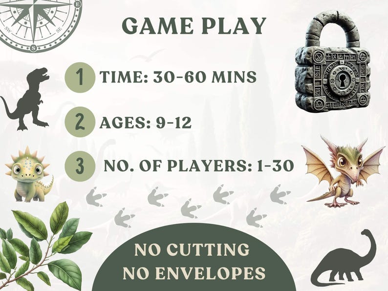 Printable Dinosaur Escape Room Game: Kids Jurassic Party (PDF) - Etsy