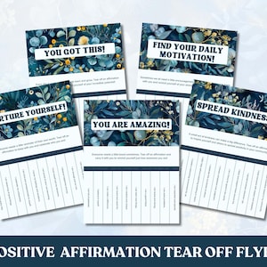 Positive Affirmation Tear-off Flyer | Set of 5 Printable Tear off Flyer ...