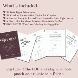 Printable Date Night Ideas Book (52 Dates) A Date Night Jar & Date ...