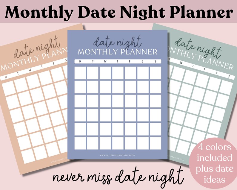 Printable Monthly Date Night Planner. Plan a Year of Dates - Etsy Australia